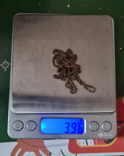 9CT GOLD ROPE Chain necklace long length scrap/ wear please read Italy ...