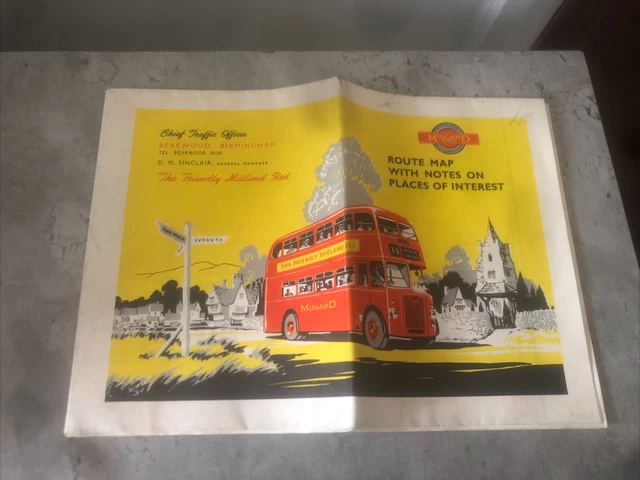 MIDLAND RED ROUTE Map With Notes On Places Of Interest £1.99 - PicClick UK