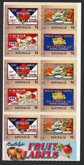 AUSTRALIA SG4586B RIQUADRO libretto autoadesivo etichette frutta ...