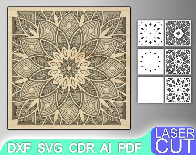 3D MANDALA LASER cut files SVG, DXF, CDR vector plans, laser file, cnc ...