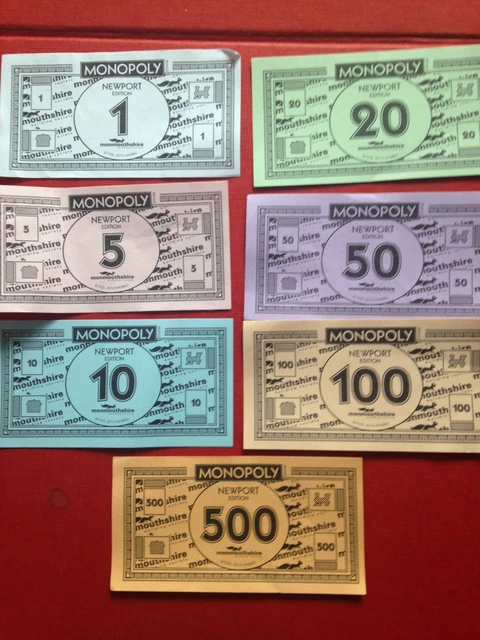 70 ORIGINAL MONOPOLY Newport Wales Edition Bank Notes Money Spares ...