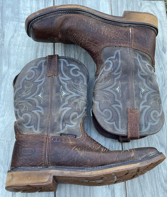 JUSTIN AMARILLO WORK Boots Men 12 D Brown Leather Safety Comfort Soft ...