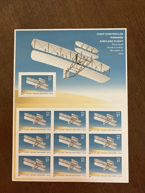 WRIGHT BROTHERS 1ST CONTROLLED POWERED FLIGHT 10/37¢ Kitty Hawk 1903 ...
