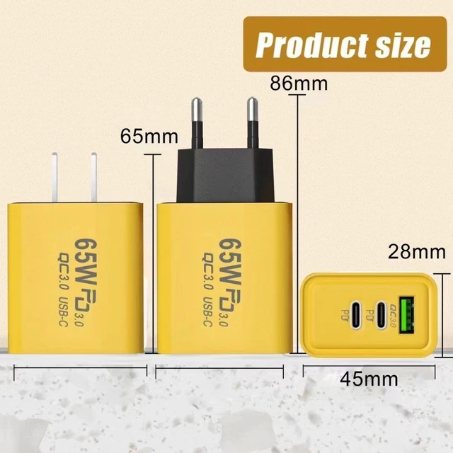 USB MOBILE CHARGER Type-C Intelligent Charging Head Multi Port Adapter ...