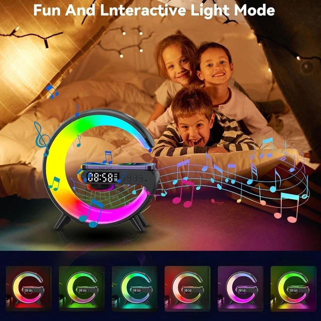 SMART G LAMP Wireless Charger Bluetooth Speaker RGB Alarm Clock Night ...