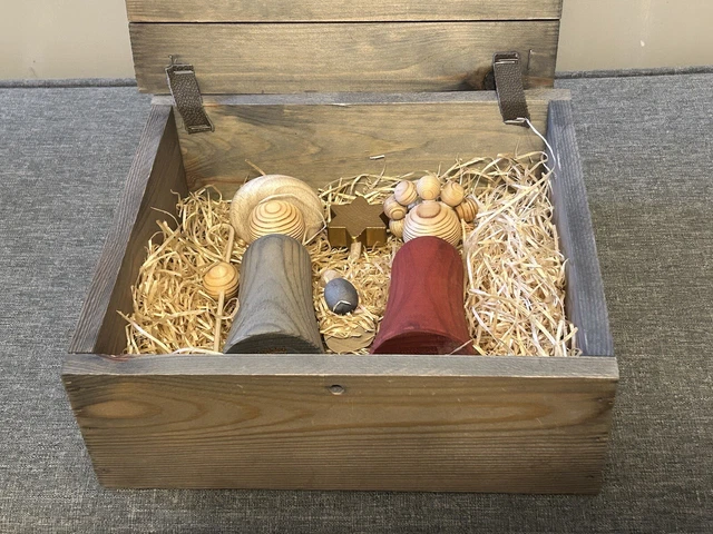 JESUS MARY JOSEPH Wood Nativity Aarikka Finland GUC w/ wood box & star ...