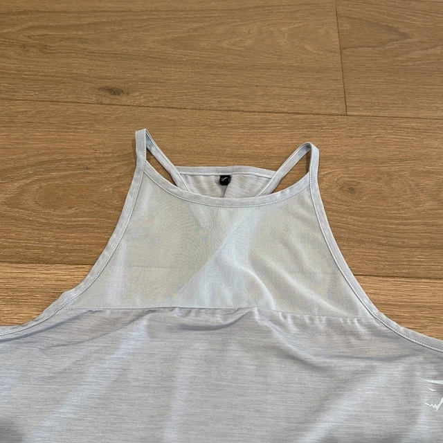 GYMSHARK DUSK BLUE Marl Nikki Blackketter Mesh Twistback Workout Tank ...