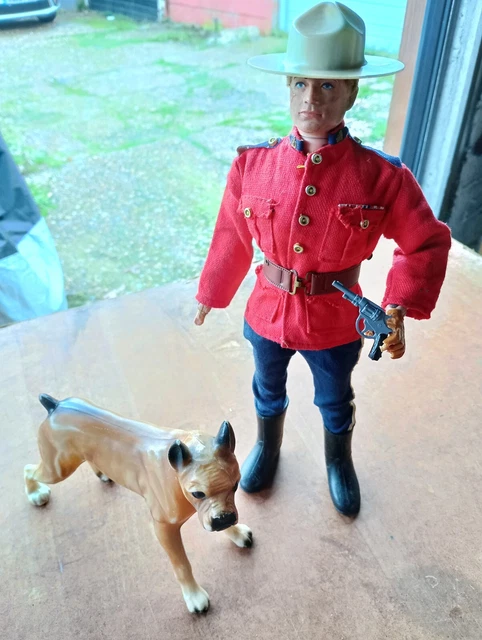 ACTION MAN CANADIAN Mountie RMCP Uniform and Brutus Guard Dog. NO ...