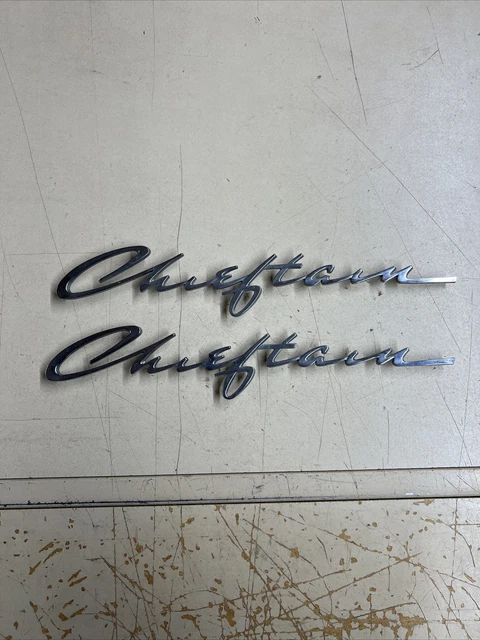 1958 PONTIAC CHIEFTAIN Quarter Panel Nameplate Script Emblems pair OEM ...