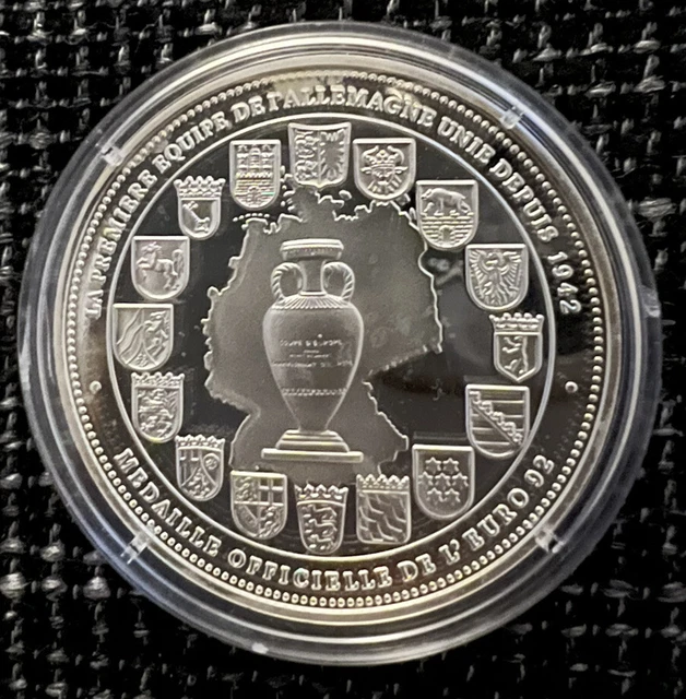 SILBERMÜNZE UEFA 92 Medaille Officielle Fußball EM de L`EURO 92 Depuis ...