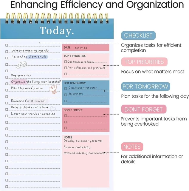 TO DO LIST Notepad - 9.92" x 6.53" Daily Planner Notepad Undated 52 ...