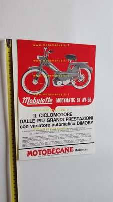 MOTOBECANE MOBYLETTE MOBYMATIC GT av-59 av-49 Brochure Original Italian ...