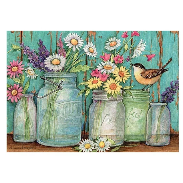 AUTOCOLLANT VASE dessin diamant style r tro ressort 5D image diamant 30 x 40 EUR 10,68 - PicClick FR