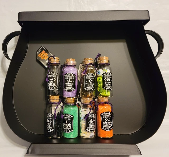2021 BULLSEYE PLAYGROUND Metal Cauldron Shelf & 8 Mini Potion Bottles ...