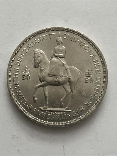 1953 QUEEN ELIZABETH II Coronation Crown Commemorative Five 5 Shilling ...