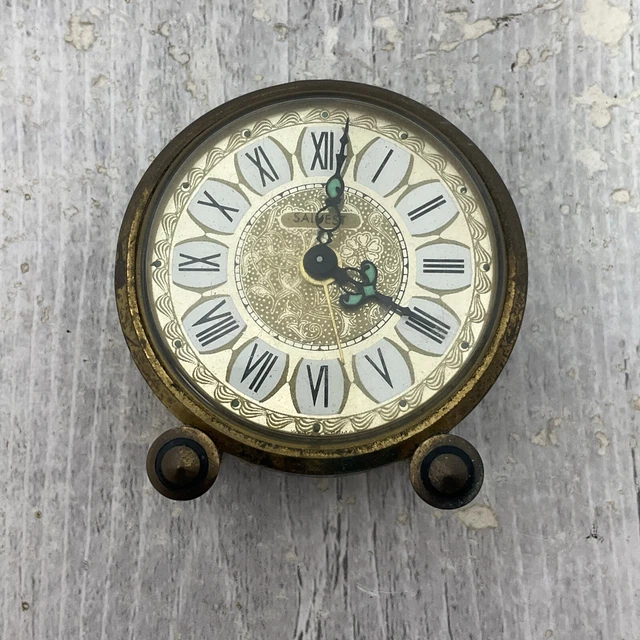 VINTAGE SALVEST BRASS wind-up alarm clock made in West Germany. Spares ...