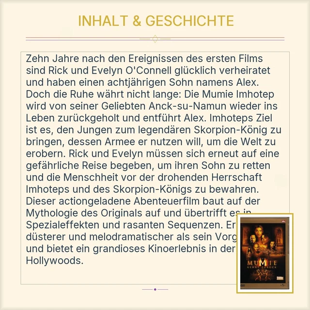 DIE MUMIE KEHRT zurück DVD Abenteuerfilm Brendan Fraser 2 DVDs ...