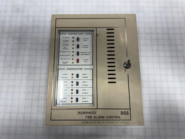 VINTAGE FIRE ALARM System Control Panel ADEMCO 868 Power Test OK - KEY ...