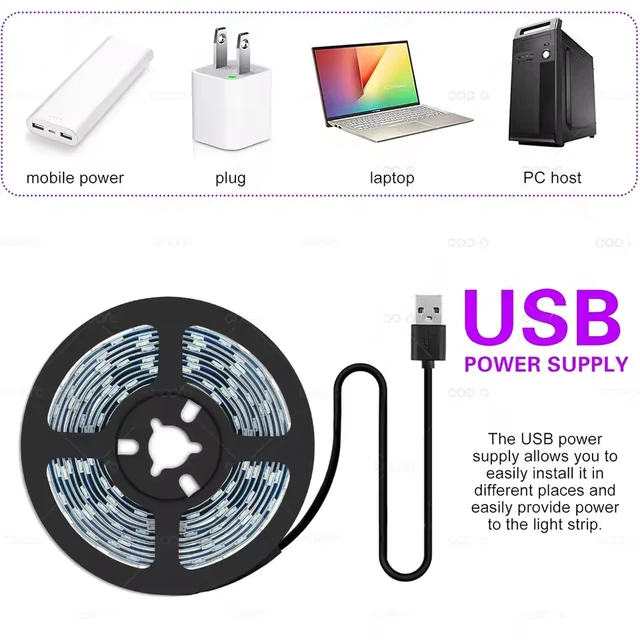 USB POWERED UV Black Light Strip LED Neon Glow for Bedroom Wall Decor ...