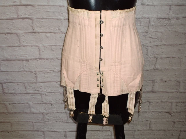 Vintage Longline Pink Avro Ds2204 Busk Girdle Corset 6 Suspenders 28in