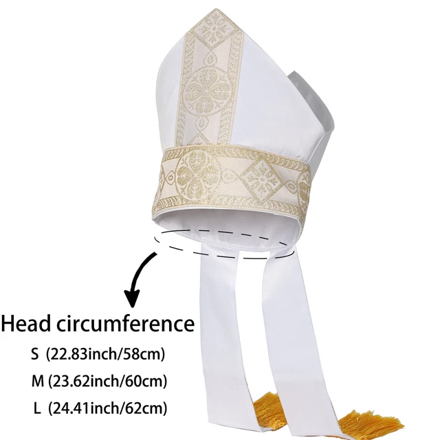 CATHOLIC BISHOP HAT Papal Mitre Clergy Priest Headgear for Religious ...