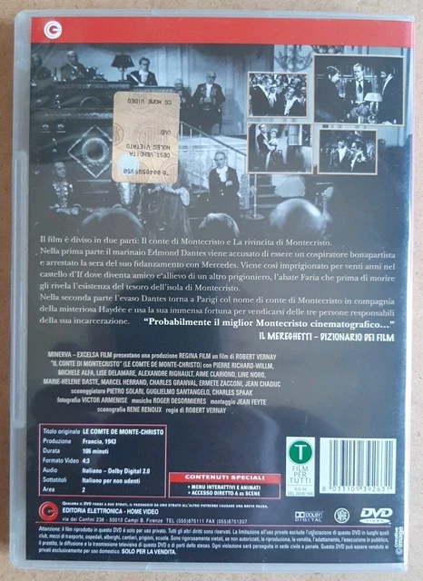 IL CONTE DI Montecristo 1943 DVD Cecchi Gori Raro Fuori Catalogo Robert ...