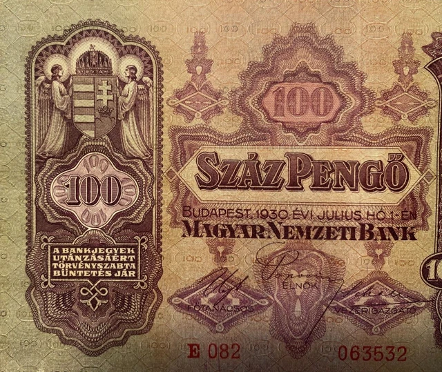 1930 HUNGARIAN 100 Pengo Budapest 100 Szaz Pengo Magyar Hungary ...