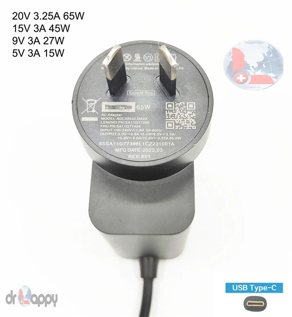 AU 65W USB-C Adapter Charger for Lenovo ThinkPad L14 Gen 3 (Intel) 21C1 ...