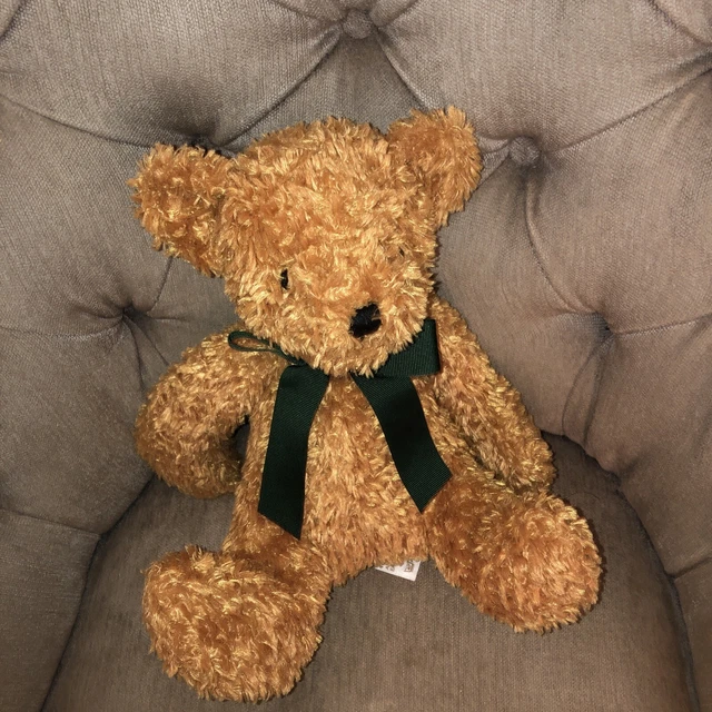 TESCO CUDDLE ME Friends Brown Teddy Bear Green Bow Soft Toy £4.99 ...