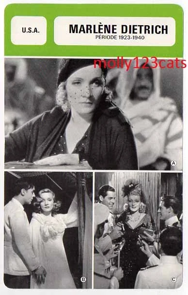 GERMAN ACTRESS SINGER Film Star Marlene Dietrich Blue Angel French ...