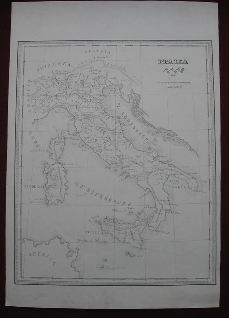 FEDERZEICHNUNG: KARTE VON Italien 1830/Map of Italy Pen Drawing EUR 99 ...