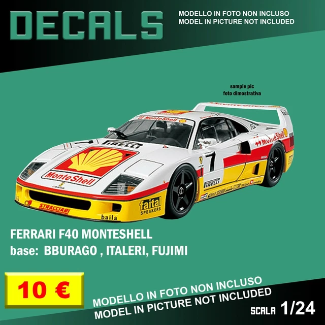 DECALS REPRO FERRARI F40 Monteshell Italeri Fujimi Bburago Burago 1/24 ...