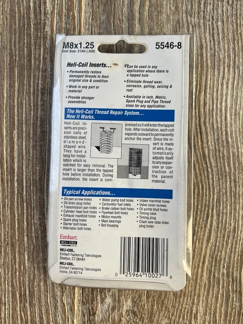 HELICOIL 5546-8 METRIC Coarse Thread Repair Kit M8x1.25 NOS EUR 31,35 ...