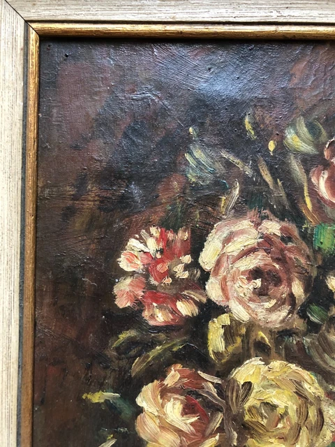 TABLEAU ANCIEN, SIGNATURE à Identifier, Bouquet De Fleurs, Encadré ...