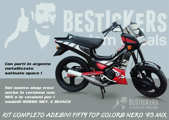 KIT ADESIVI GRAFICHE Malaguti FIFTY top 93 COLORS MIX NERO 1993 ...