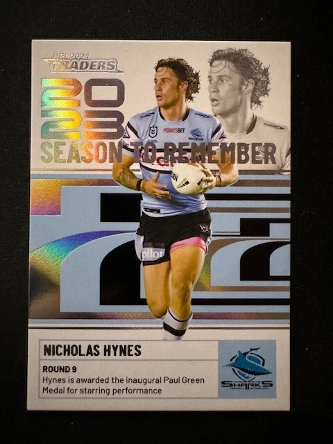 NICHOLAS HYNES SHARKS NRL Traders 2024 Season To Remember SR10/51 $2.00 ...