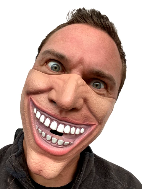 HALF FACE JOKER Mask Funny Big Teeth Adult Costume Accessory Halloween ...