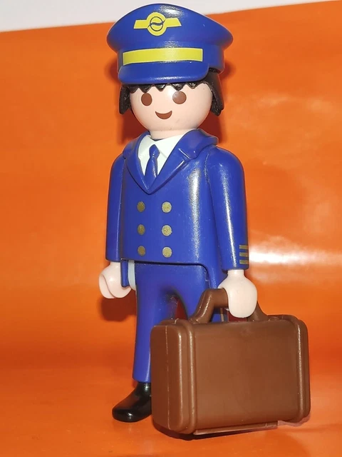 PLAYMOBIL FIGURE PILOT Commander Flight Captain Plane Airport Terminal ...