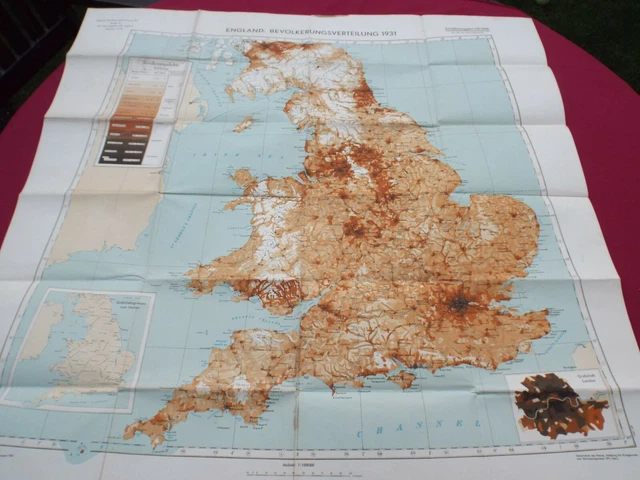 WW2 GERMAN MAP Of England Shows Population Density. Battle Of Britain ...