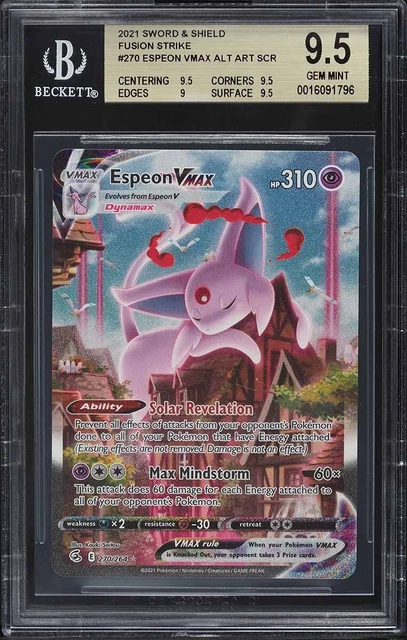2021 POKEMON SWORD & Shield Fusion Strike Alt Art Espeon VMAX #270 BGS 9.5 GEM $500.00 - PicClick AU