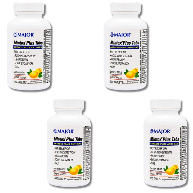 MAJOR MINTOX PLUS Tabs Antacid - 100 Tablets | Maalox Plus (8-2026) - 4 ...