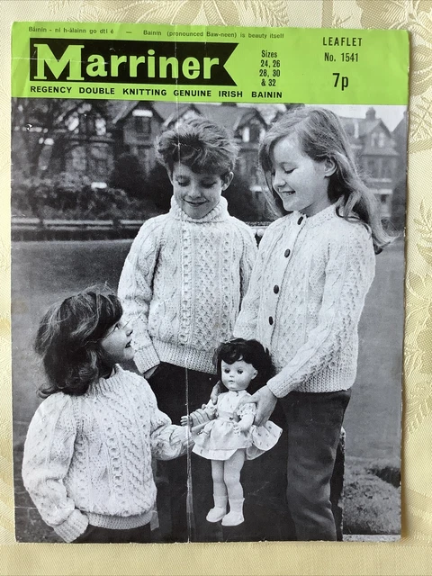 MARRINER PATTERN 1541. Bainin Aran sweater & cardigan 24-32" Vintage ...