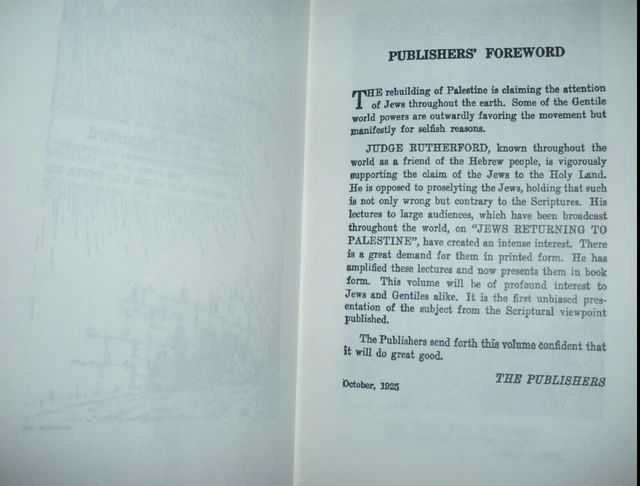COMFORT FOR THE JEWS 1925 Judge Rutherford Watchtower Hardcover very ...