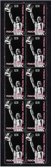 FREDDIE MERCURY QUEEN Rock Icons Strip Of Mint Vignette Stamps 1 EUR 6 ...