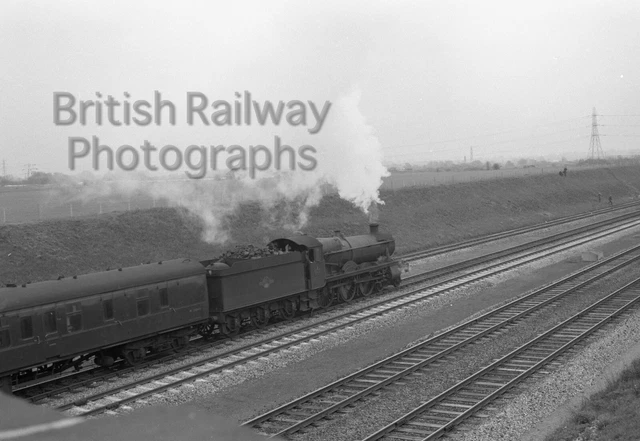 LARGER NEGATIVE BR British Railways Steam Loco 6992 HALL Class at Iver ...