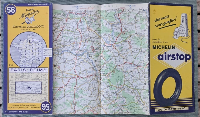 OLD MAP -CARTE MICHELIN n° 54 PARIS REIMS WW2 - Dommages de guerre ...
