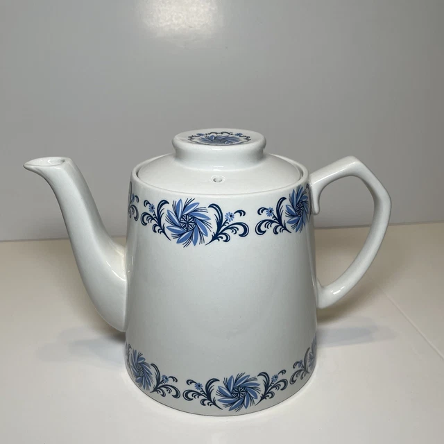 ALFRED MEAKIN TEAPOT Glo-White Ironstone Blue Floral Retro Vintage $32. ...