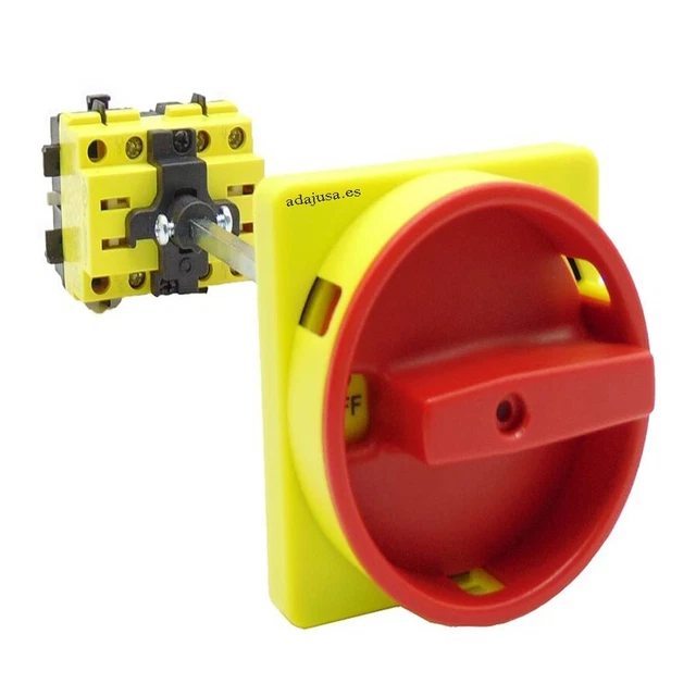 INTERRUPTOR SECCIONADOR TRIFÁSICO rojo 32A fondo armario eje 185mm - Giovenzana EUR 23,45 ...