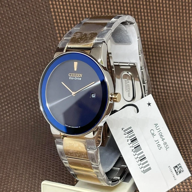 CITIZEN ECO-DRIVE AU1064-85L Montre Habillée Bleue Analogique Bicolore Or... EUR 279,59 ...