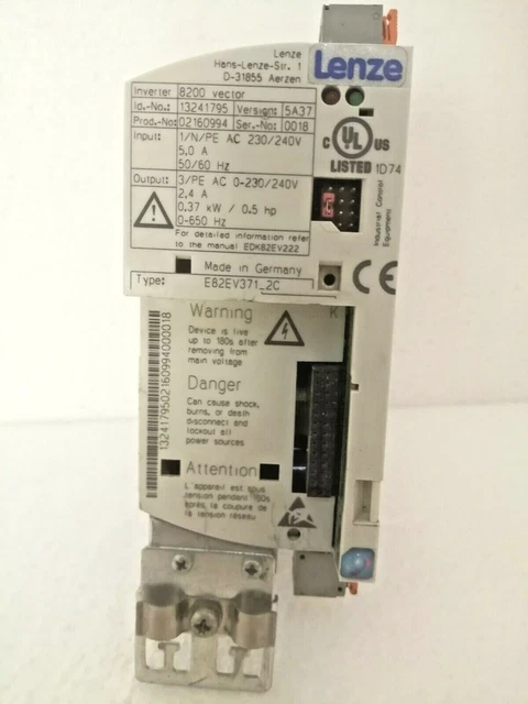 LENZE E82EV371_2C 8200 Vector Frequency Inverter 0.37kW / 0.5HP ...
